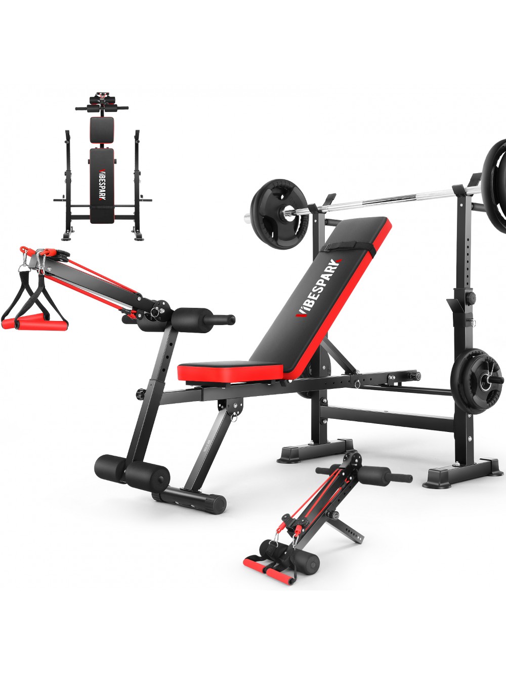 VIBESPARK Foldable Workout Bench, Adjustable Weight Bench ...